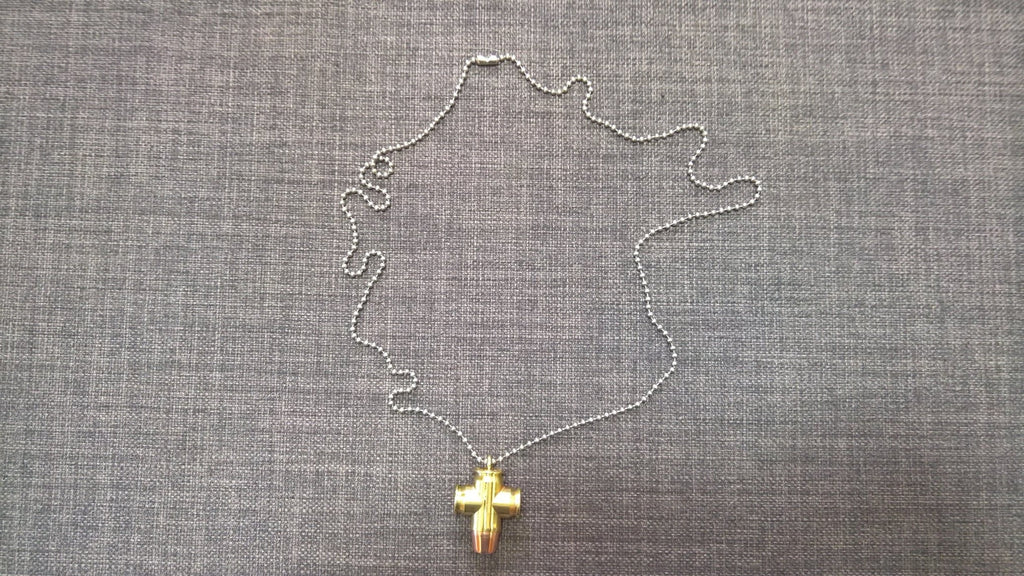 Real Bullet necklace .45 AUTO hollow point cross crucifix christian ...