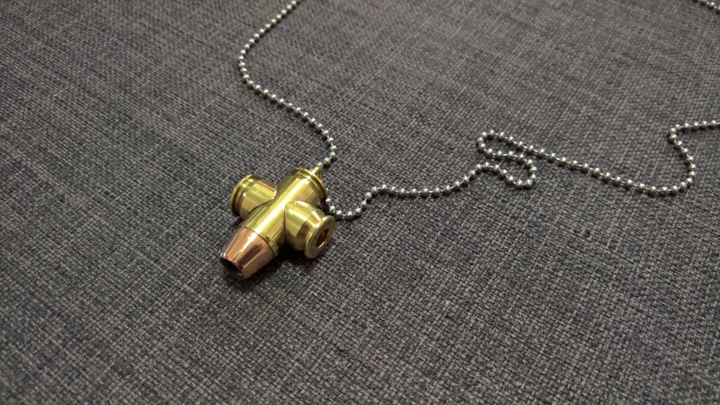 Real Bullet necklace .45 AUTO hollow point cross crucifix christian ...