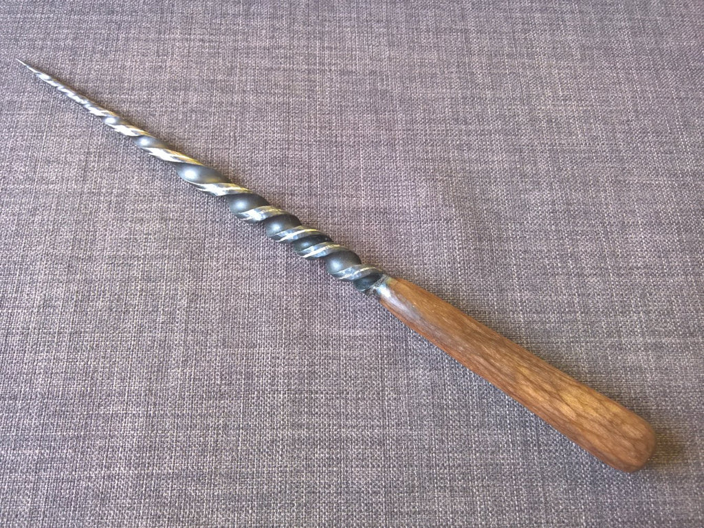 Wand forged iron silver inlay box handmade walnut magic craft Pagan Wi ...